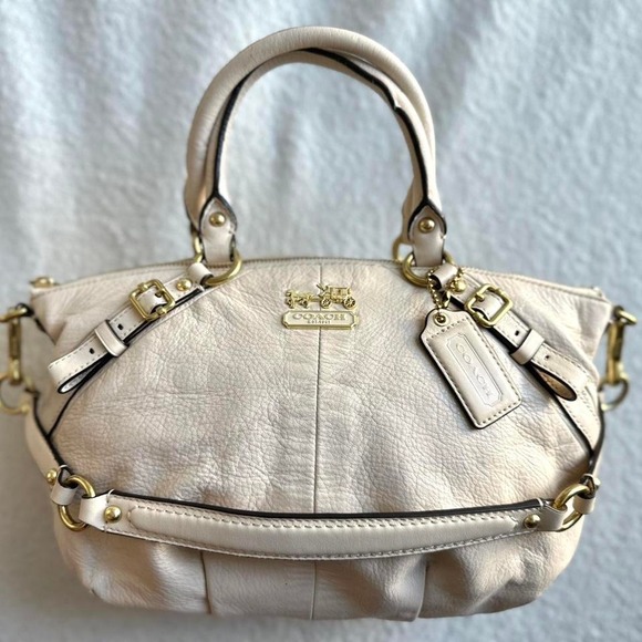 Coach | Bags | Vintage Coach Madison Leather Sophia Satchel Ivory ...